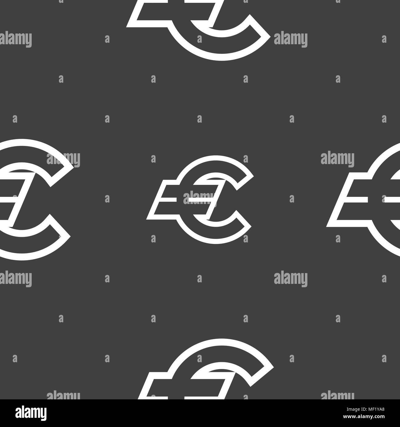 Euro EUR icon sign. Seamless pattern on a gray background. Vector ...