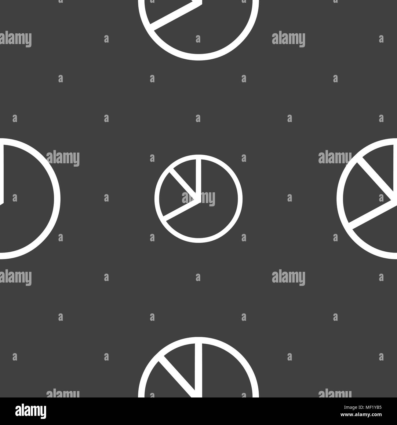 Pie chart graph icon sign. Seamless pattern on a gray background ...