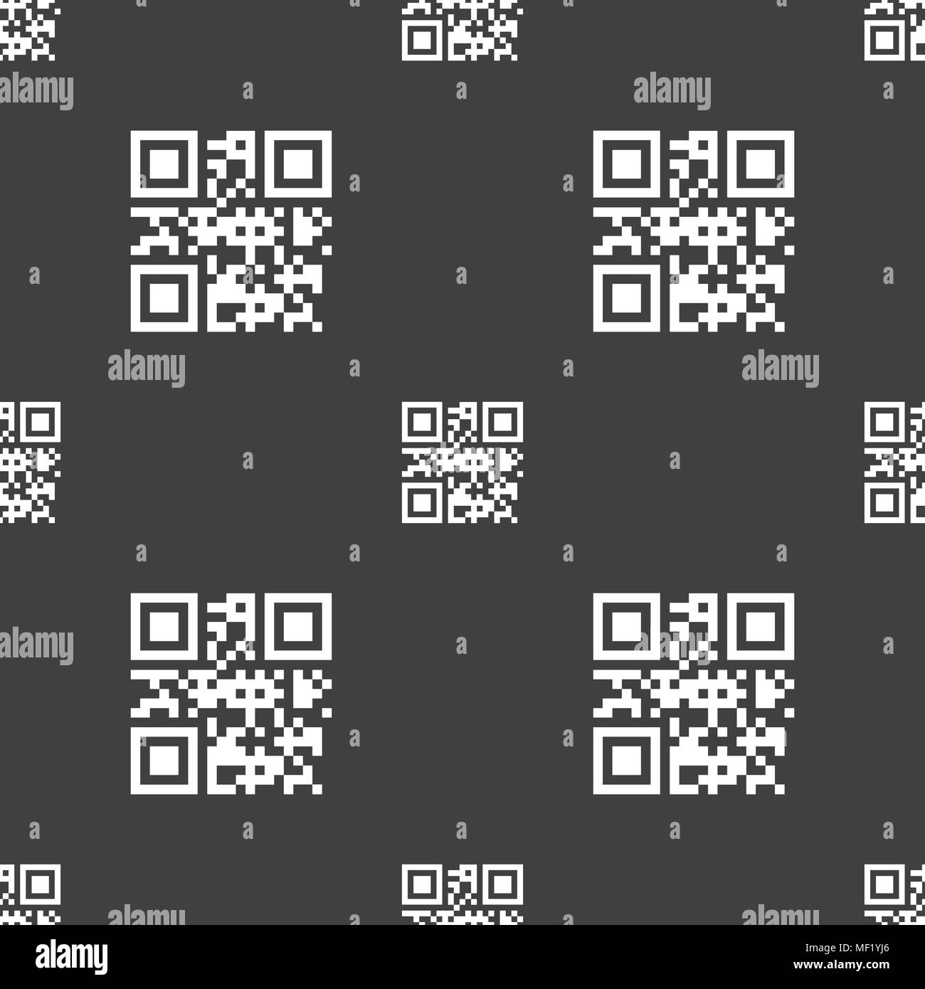 Qr code icon sign. Seamless pattern on a gray background. Vector ...