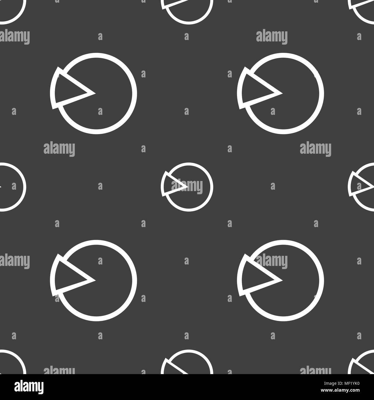 Pie chart graph icon sign. Seamless pattern on a gray background ...