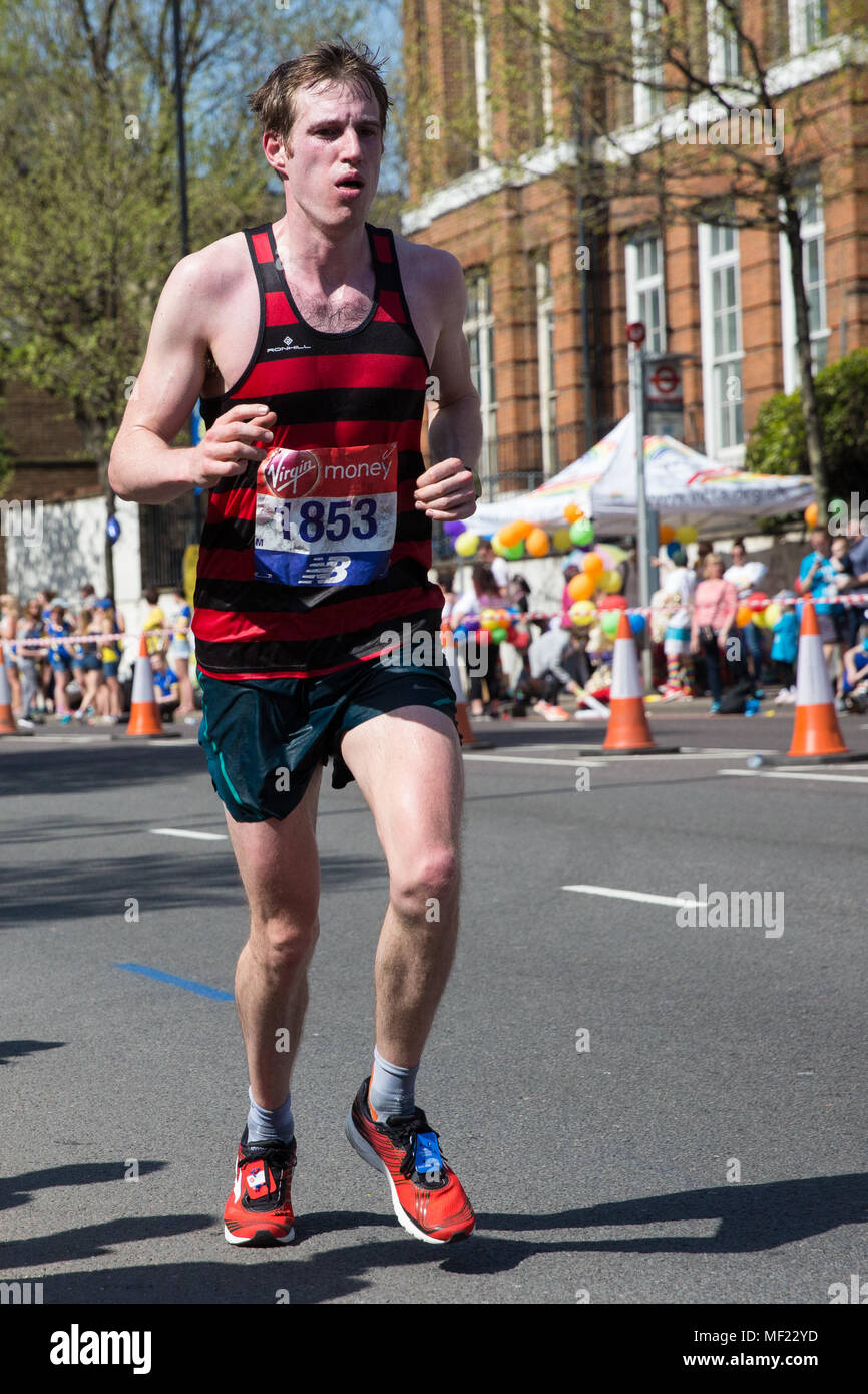 London, UK. 22nd April, 2018. Carl Delaney of Herne Hill Harriers ...