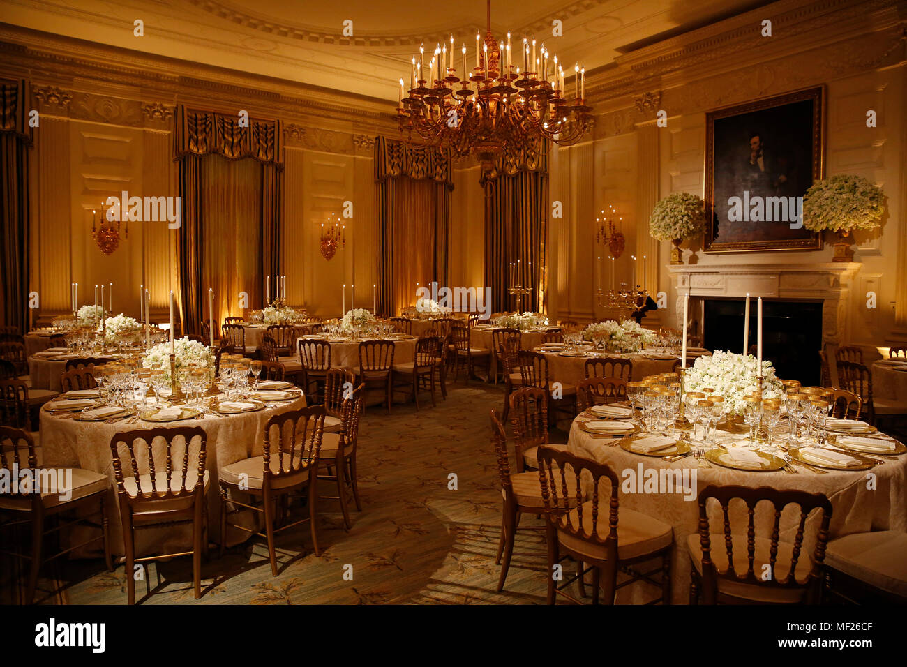 The State Dining Room setup for tomorrow evening's State Dinner ...