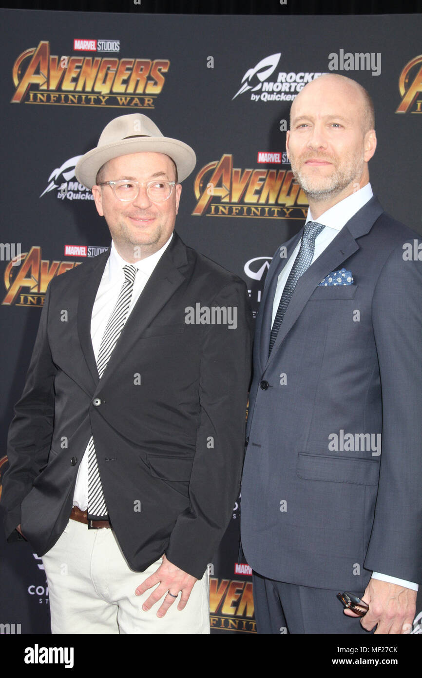 Los Angeles, USA. 23rd Apr, 2018. Christopher Markus, Stephen McFeely ...