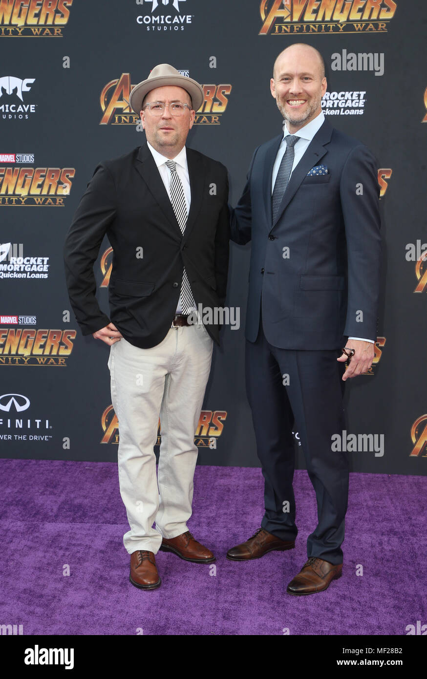 Hollywood, Ca. 23rd Apr, 2018. Christopher Markus, Stephen McFeely, at ...