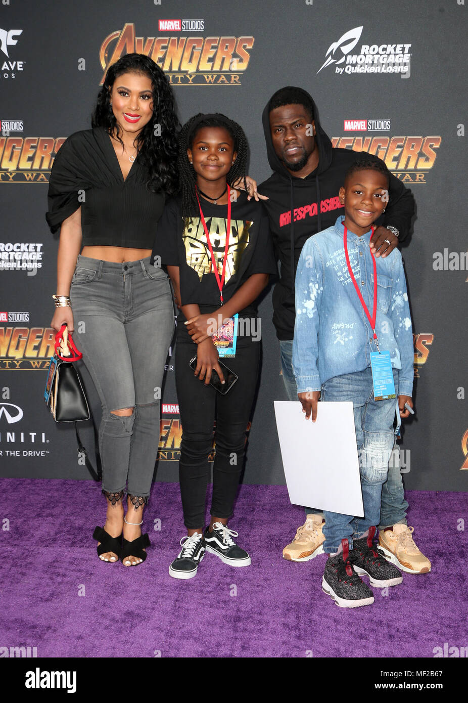 Hollywood, Ca. 23rd Apr, 2018. Kevin Hart and family, at the World ...