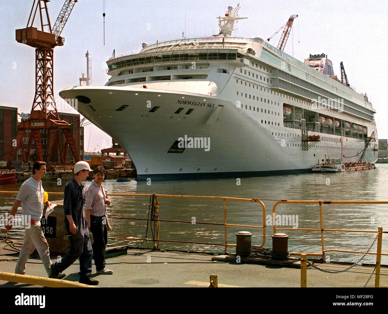 The cruise ship construction MS "Norwegian Sky" is currently dominating ...