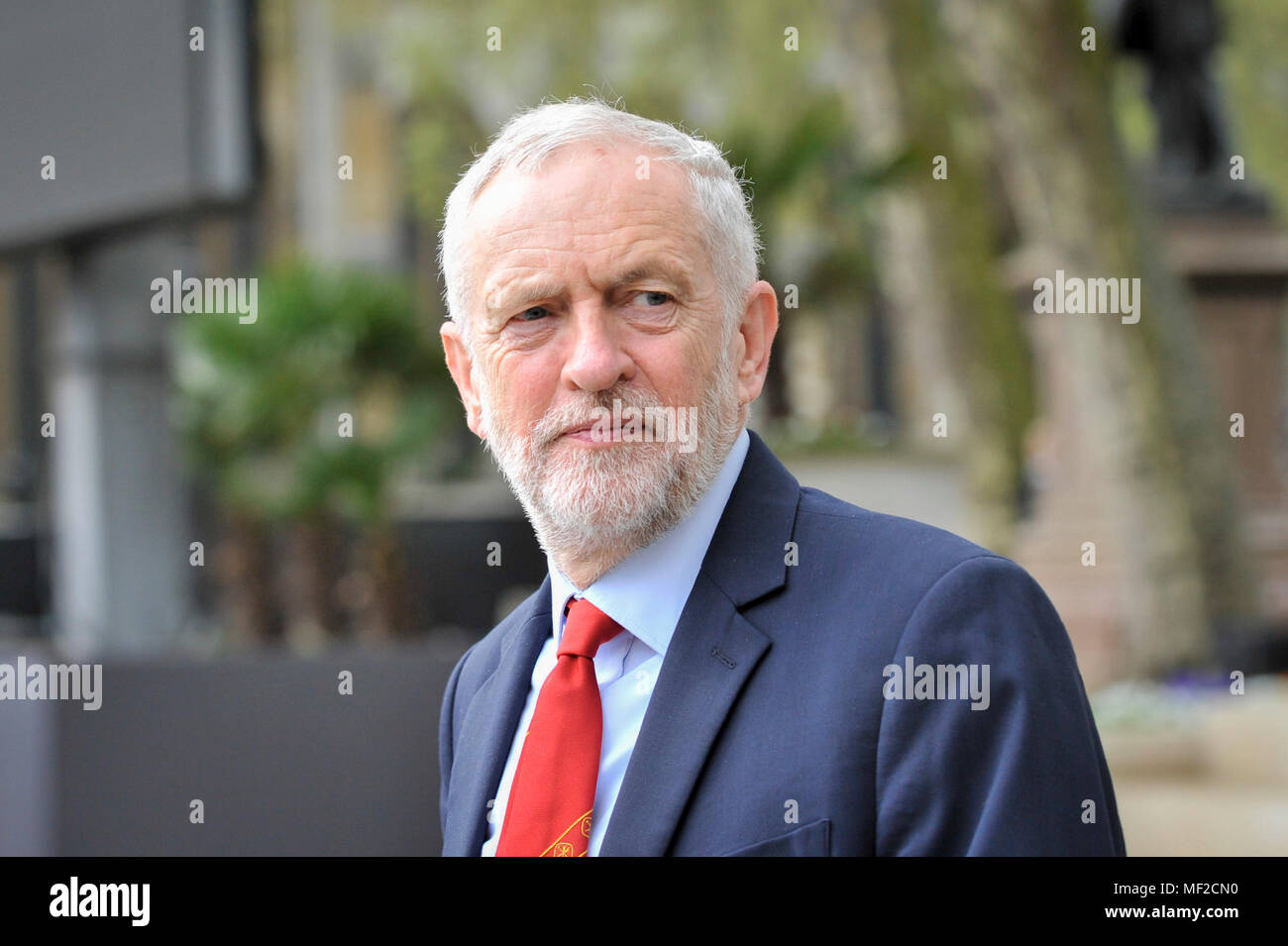 London, UK. 24 April 2018. Jeremy Corbyn, Labour leader, arrives for ...
