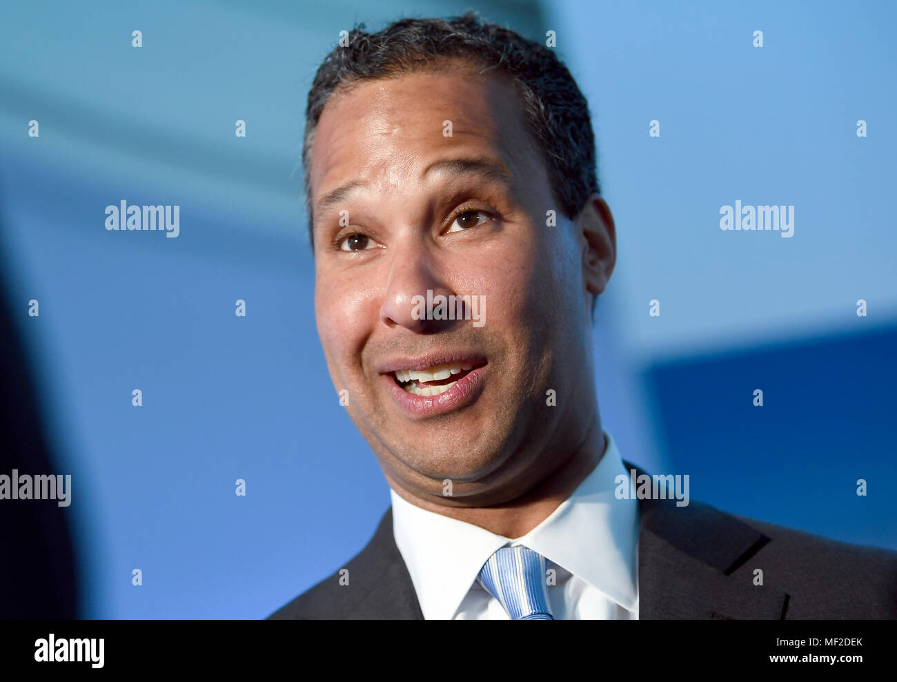 24 April 2018, Germany, Berlin: Bertrand-Marc Allen, president of ...