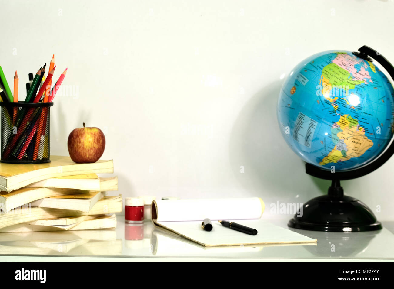 Reading desk on white background Stock Photo - Alamy