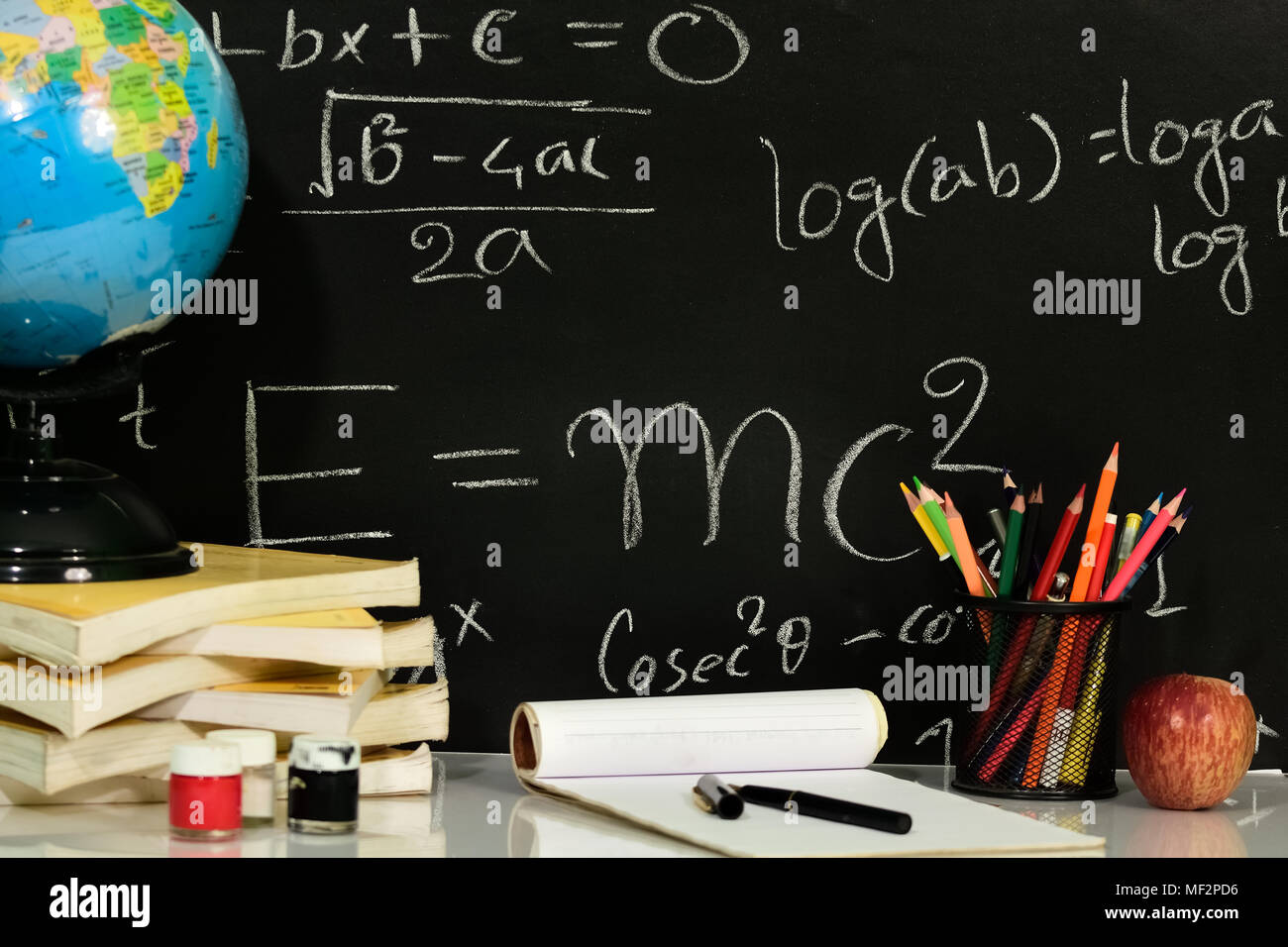 Blackboard equations and book hi-res stock photography and images - Alamy