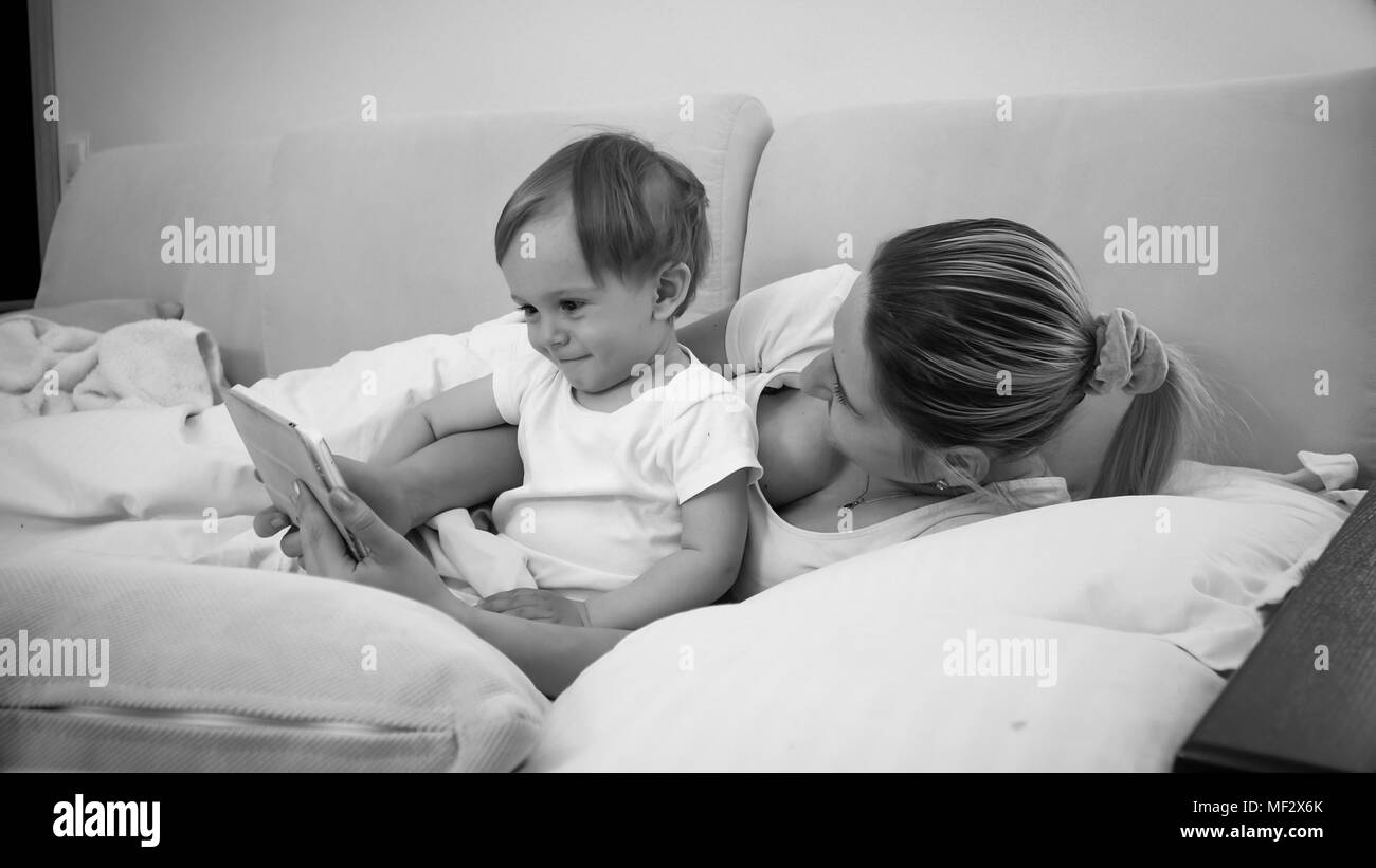 Mother son communication Black and White Stock Photos & Images - Alamy