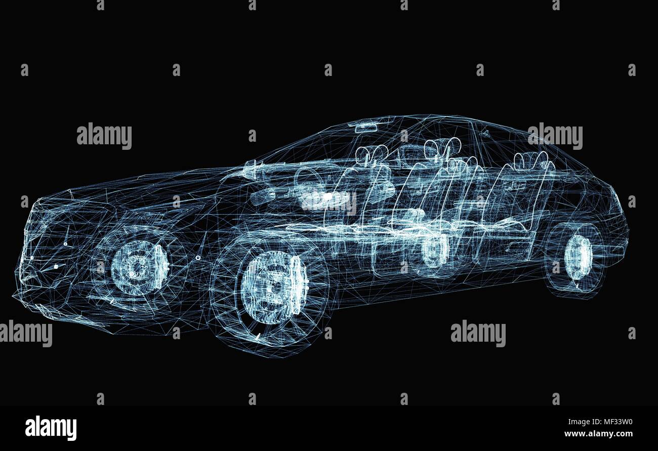 Abstract car consisting of luminous lines and dots Stock Photo - Alamy