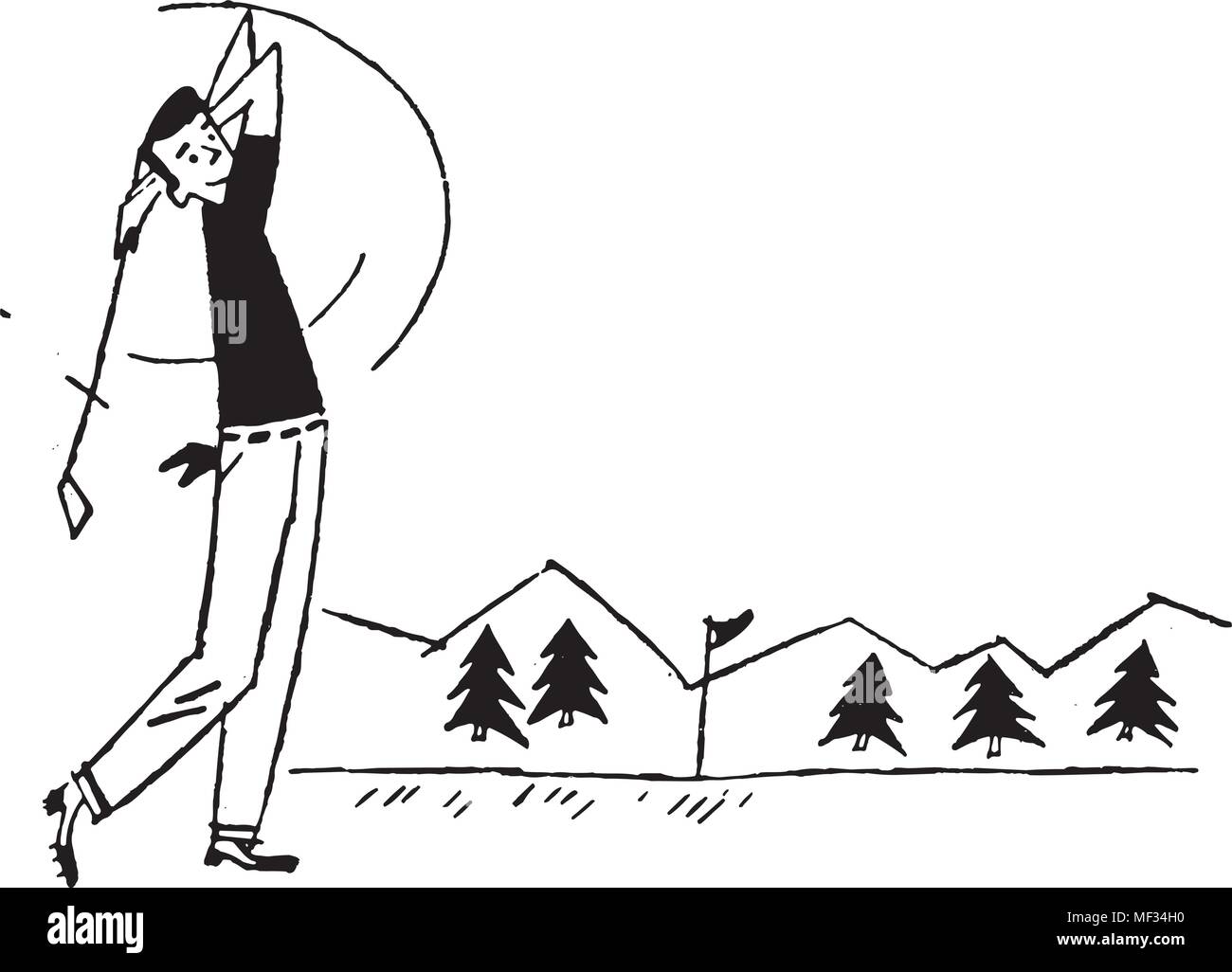 Golfer Teeing Off - Retro Clipart Illustration Stock Vector Image & Art ...