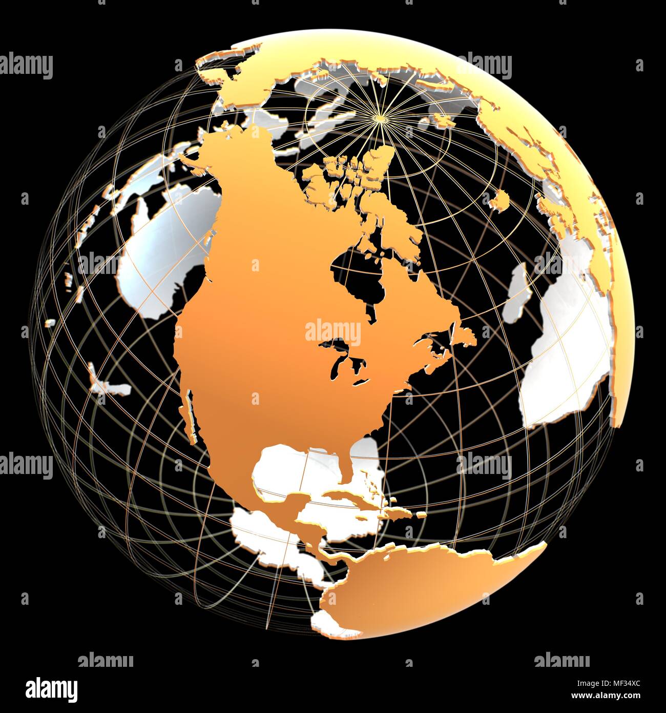 3d globe with continents and meridian lines Stock Photo - Alamy