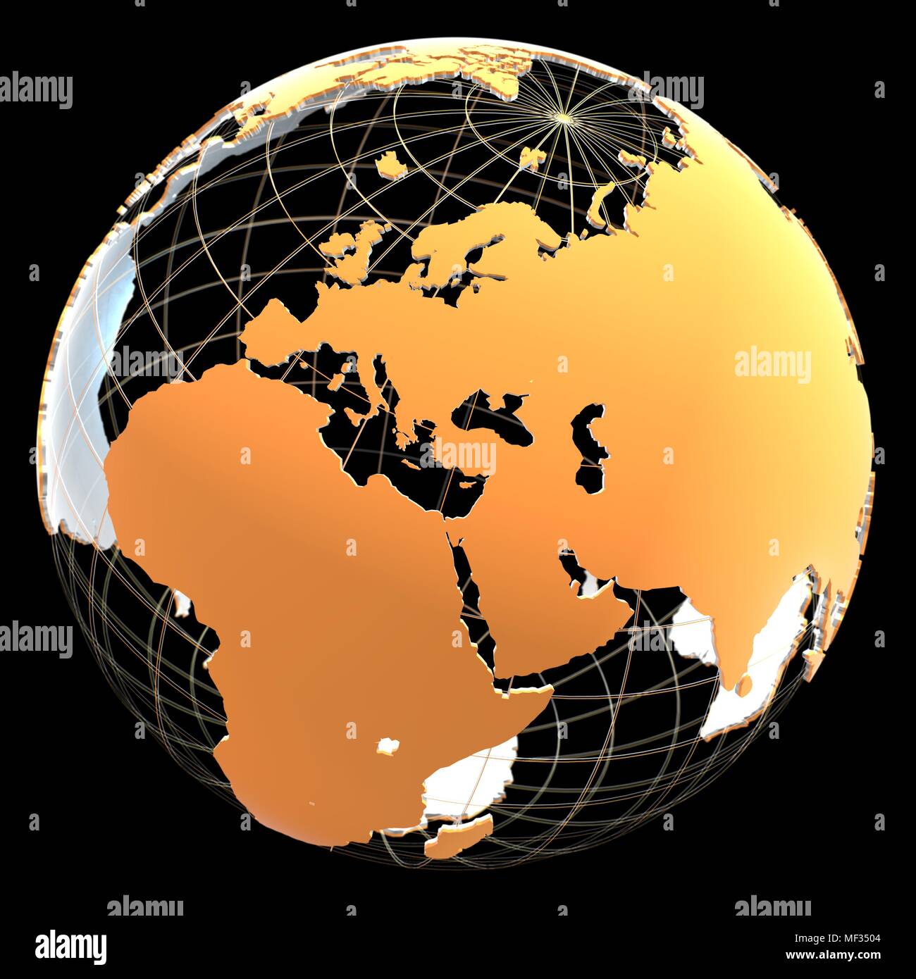 3d globe with continents and meridian lines Stock Photo - Alamy