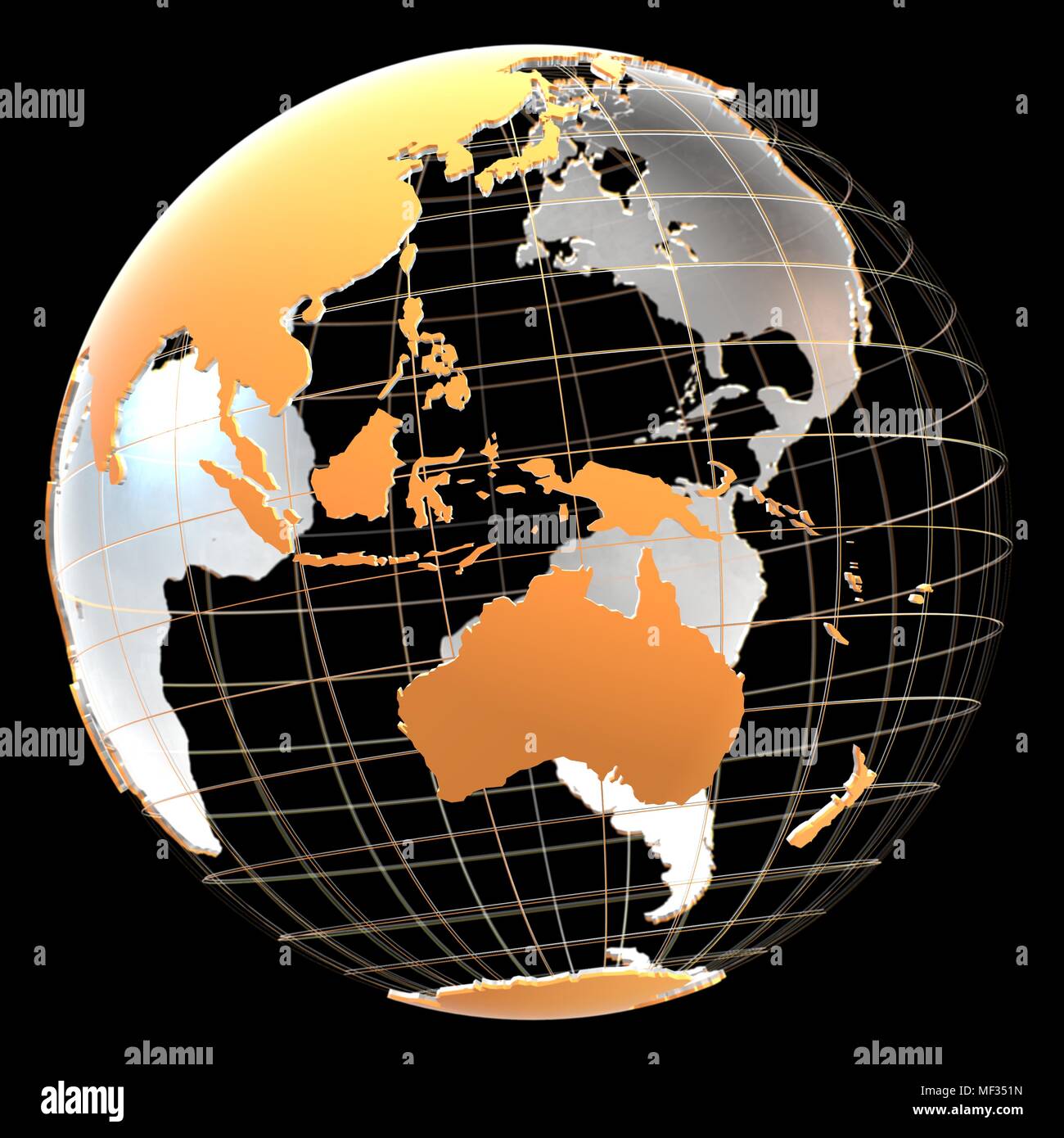 3d globe with continents and meridian lines Stock Photo - Alamy