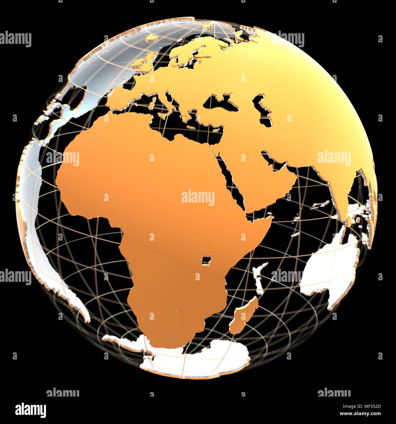 3d globe with continents and meridian lines Stock Photo - Alamy