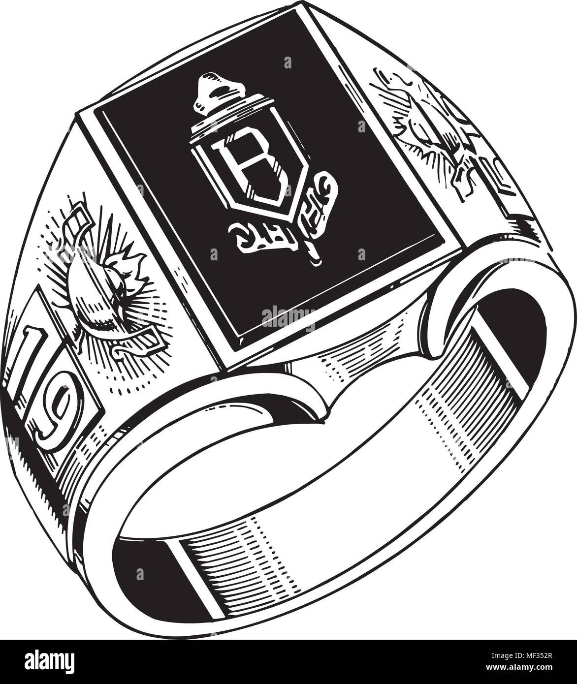 Grad Ring Square - Retro Clipart Illustration Stock Vector Image & Art ...