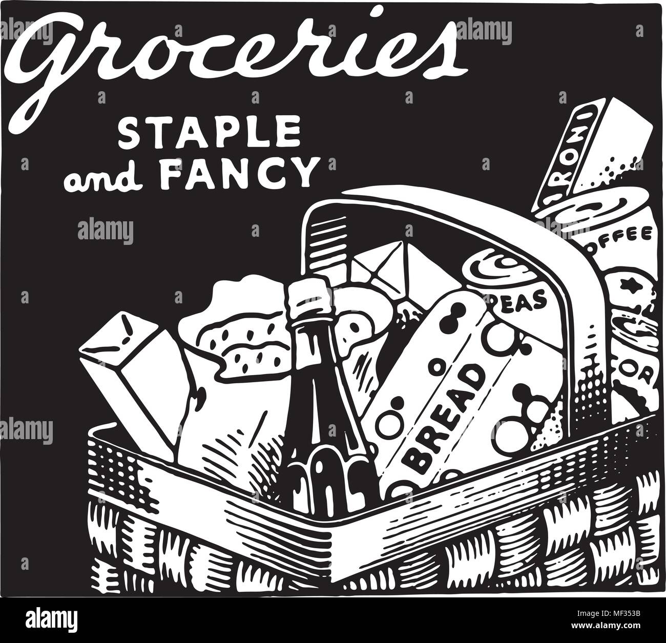 Groceries Staple And Fancy - Retro Ad Art Banner Stock Vector Image ...