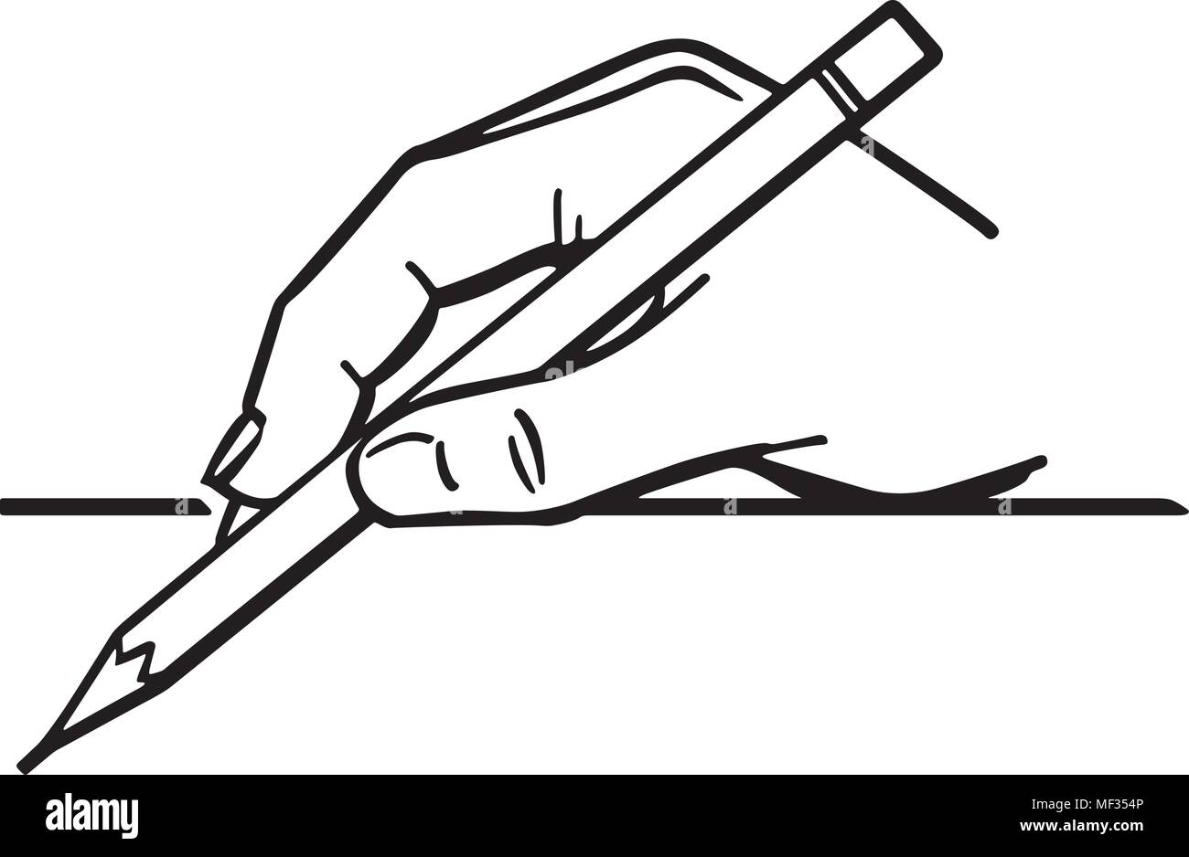 Black Hand Holding Pencil Clipart