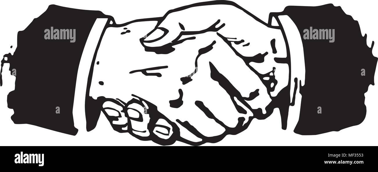 Handshake - Retro Ad Art Illustration Stock Vector Image & Art - Alamy