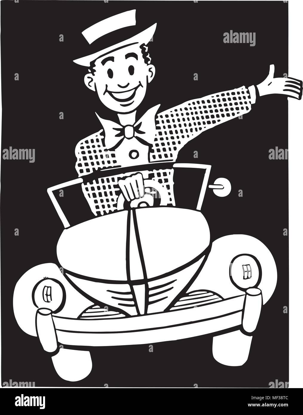 Happy Driver 2 - Retro Clipart Illustration Stock Vector Image & Art ...