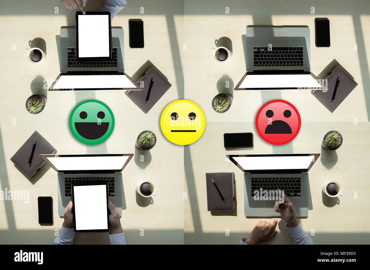 business man select happy on satisfaction evaluation? And good mood ...