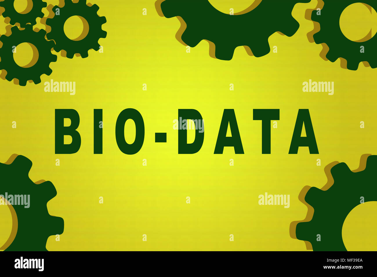 BIO-DATA sign concept illustration with green gear wheel figures on ...