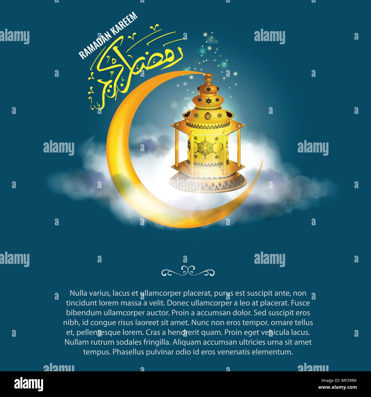 Realistic Ramadan lantern Fanus with star sparkle and realistic clouds ...