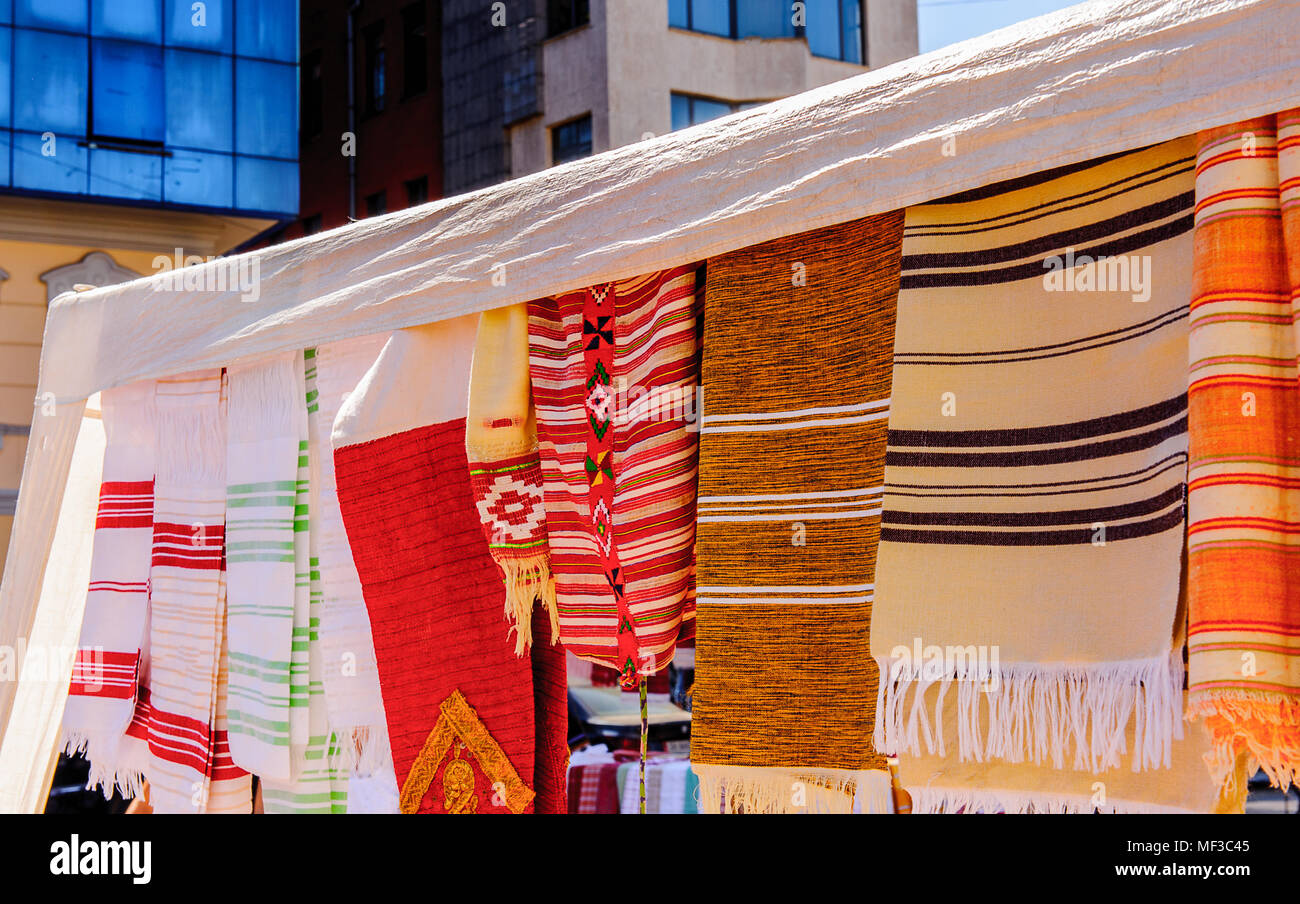 Selling clothes on the pedestrian street known as Sheshi or Pjaca on ...