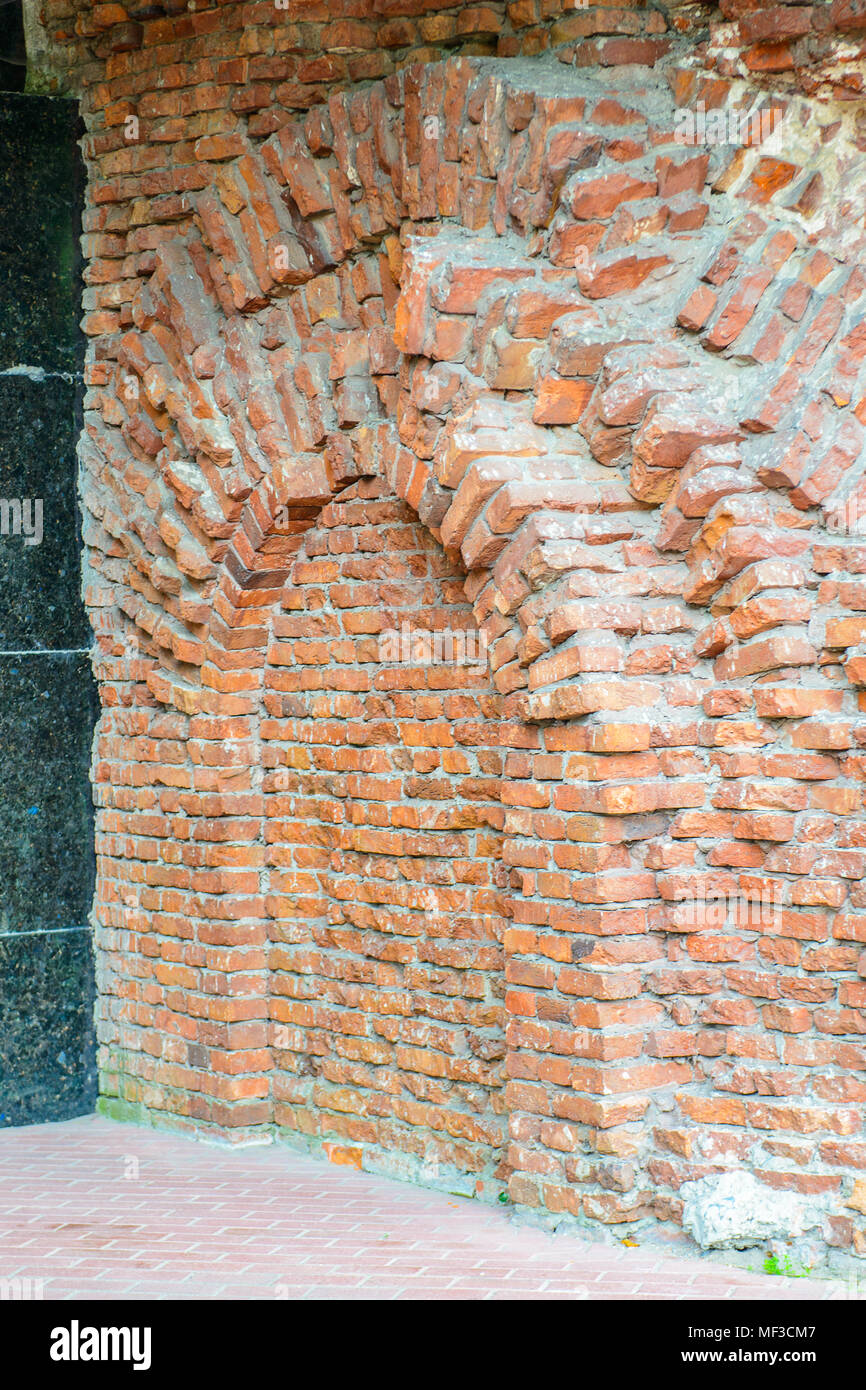 Red brick wall of Brest Fortress, Brest, Belarus. It is one of the ...