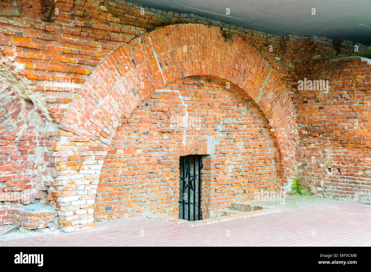 Red brick wall of Brest Fortress, Brest, Belarus. It is one of the ...