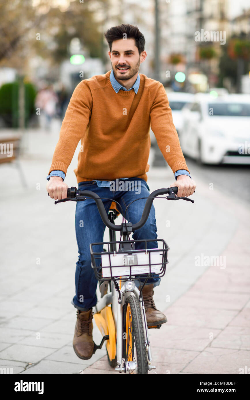 Granada handsome young man shared bicycle city lifestyle concept hi-res ...