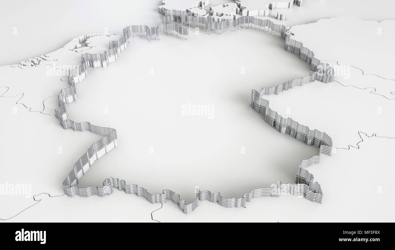 Germany with borders - 3D rendering Stock Photo - Alamy