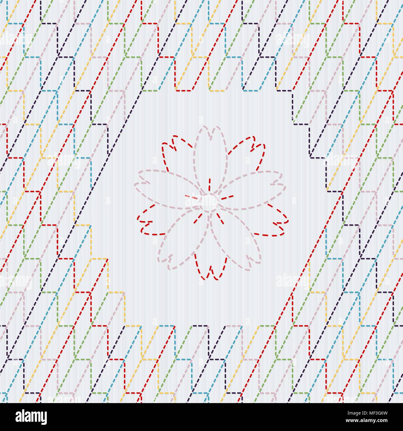 Traditional Japanese Embroidery Ornament with sakura flower. Colorful ...
