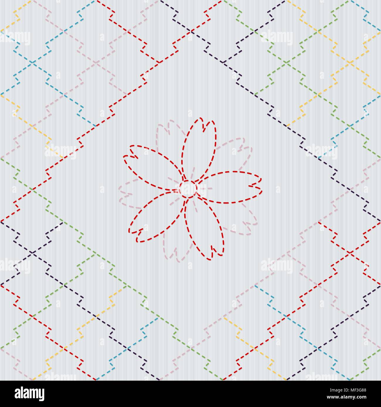 Traditional Japanese Embroidery Ornament with sakura flower. Colorful ...