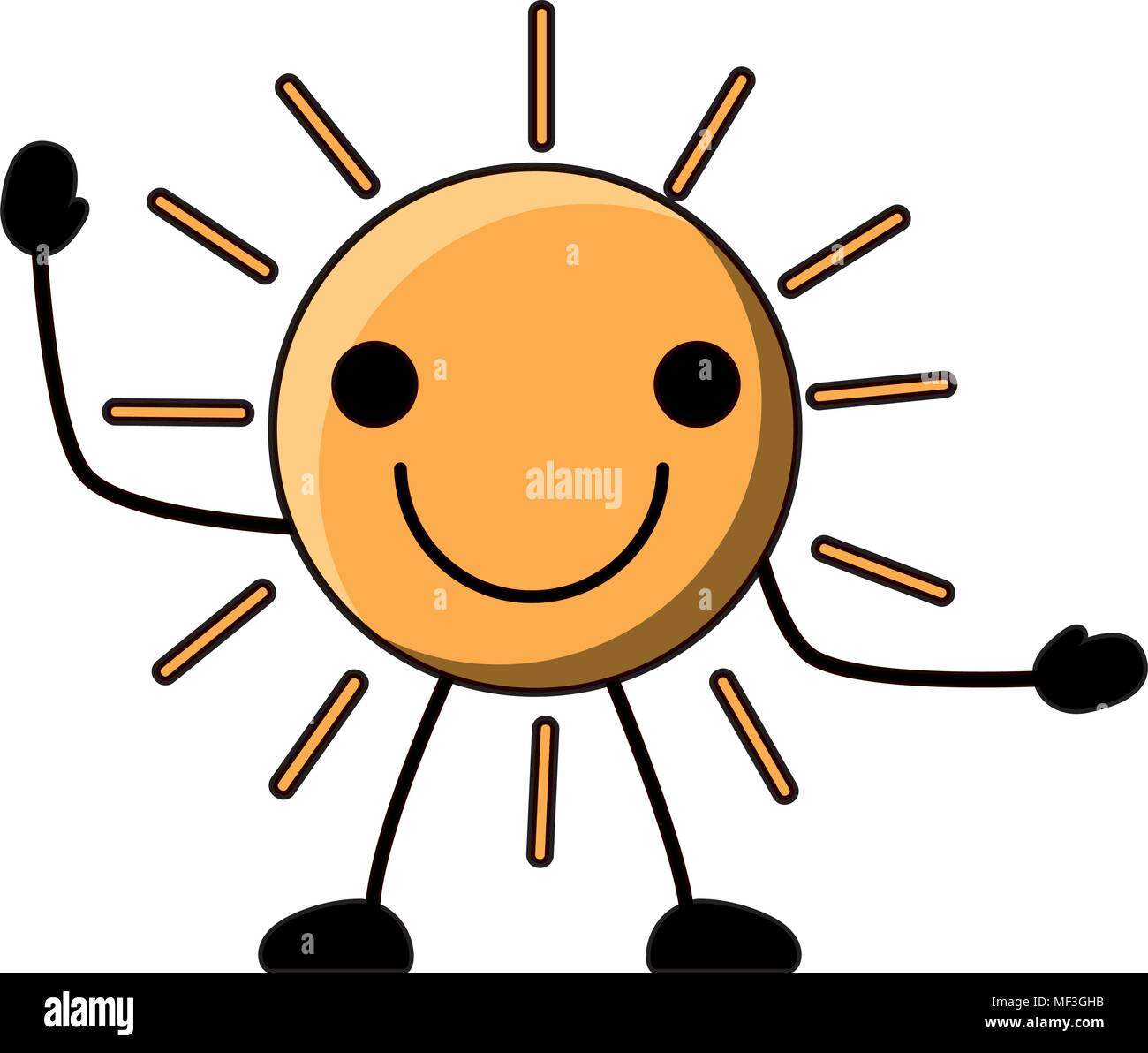 kawaii excited sun icon over white background, colorful design. vector ...