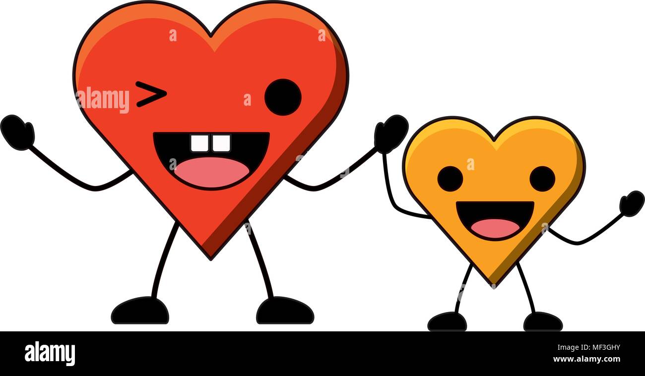 kawaii excited heart icon over white background, colorful design ...