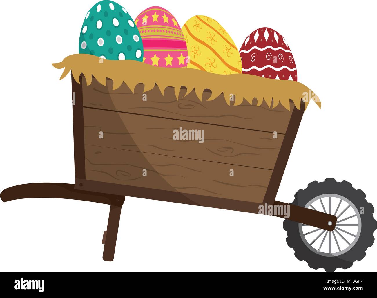 eggs easter decoration inside handcart transport vector illustration ...