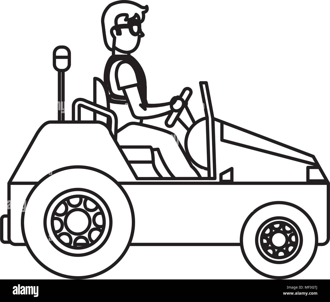 line man with luggage towing vehicle service vector illustration Stock ...