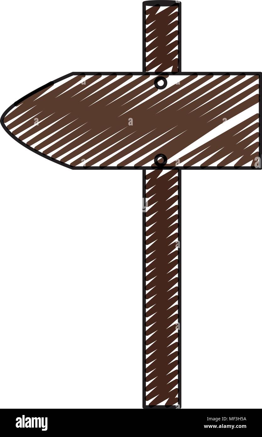 doodle wood road direction notice sign vector illustration Stock Vector ...