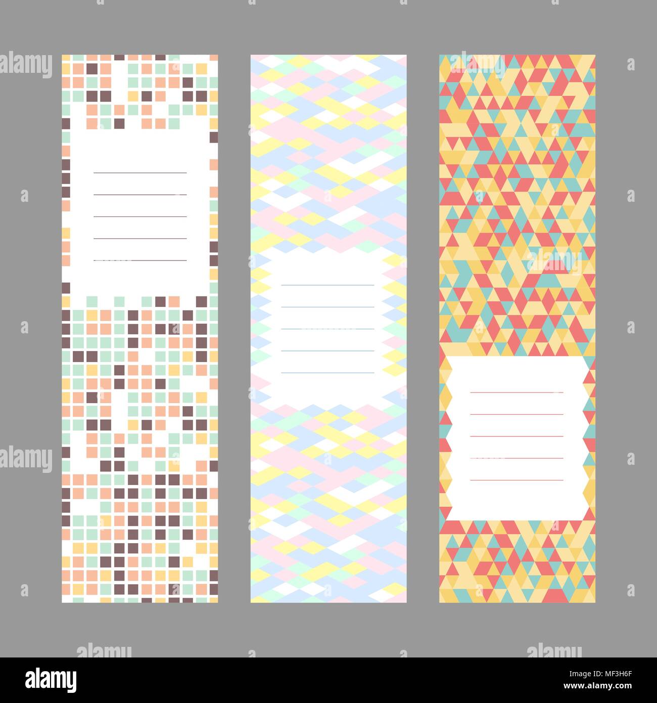Set of Colorful Vertical Banners. Abstract Geometric ornaments. Simple ...