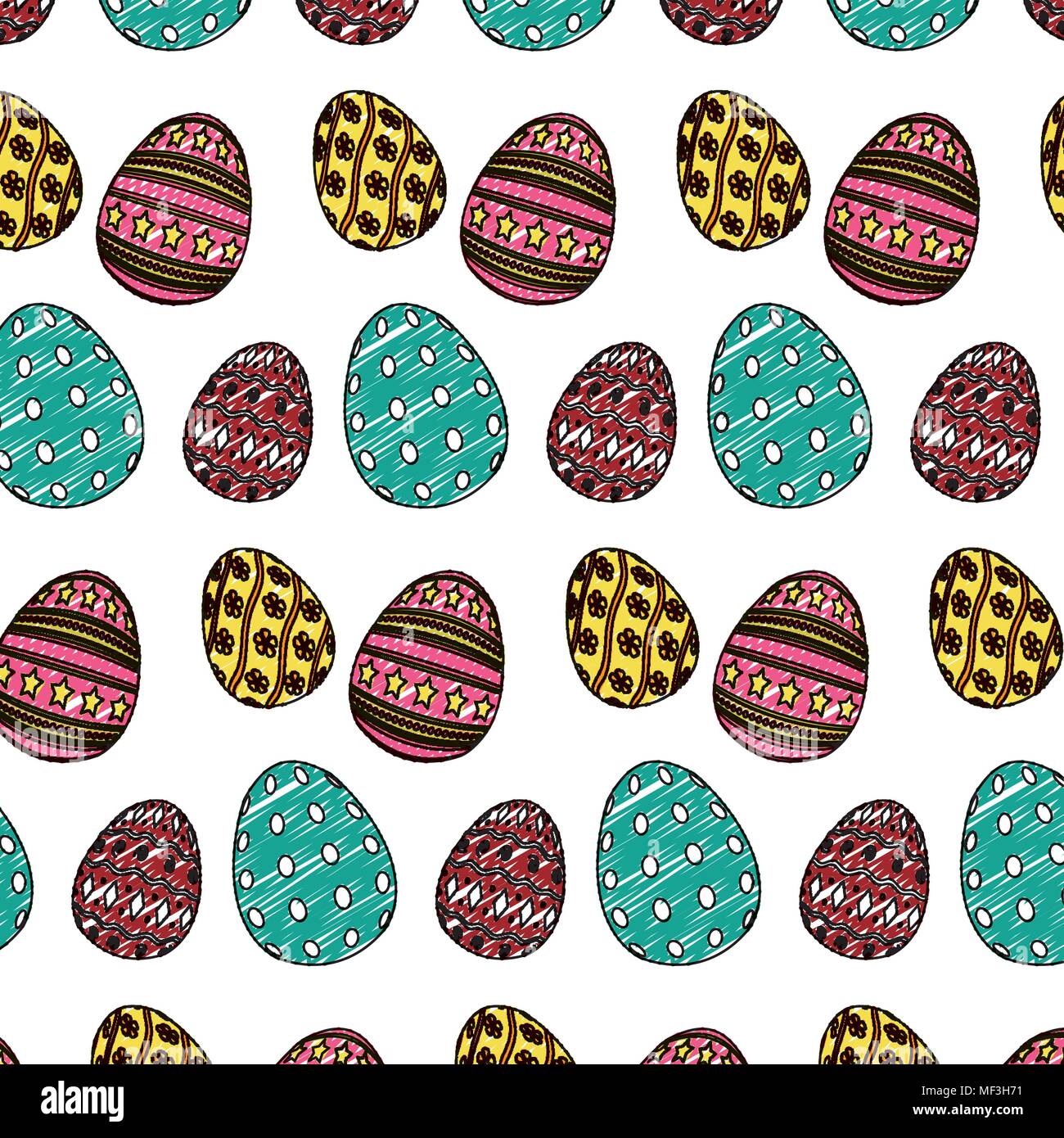 doodle eggs easter traditional decoration background vector ...