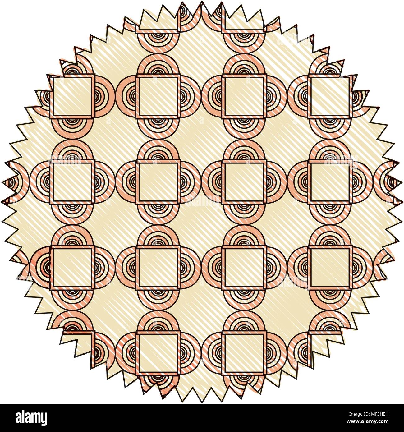 decorative seal stamp with geometric shapes over white background ...
