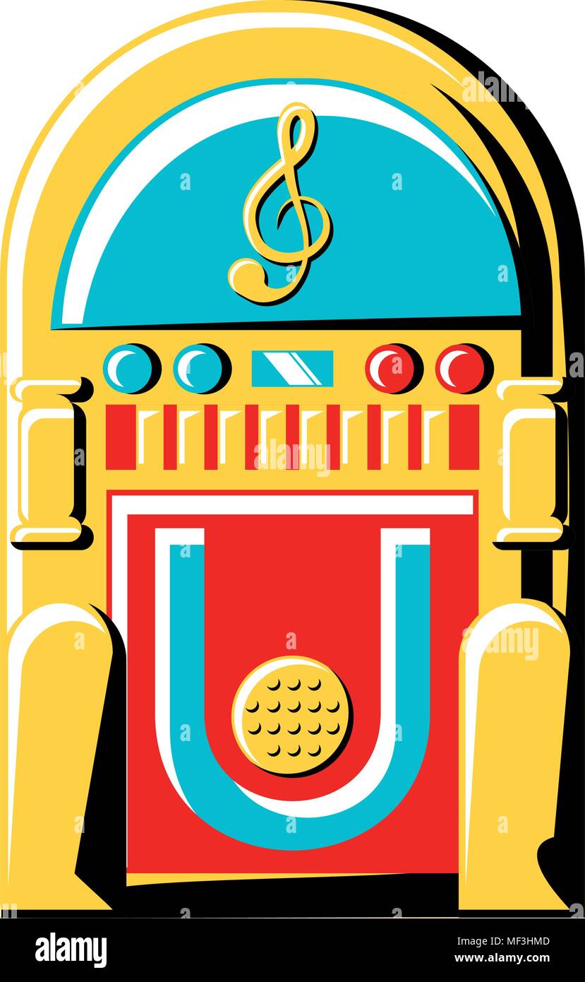retro rockola icon over white background, colorful design. vector ...