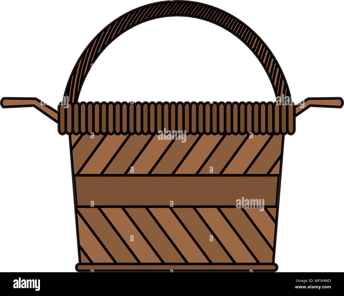 color wood hamper object to holiday celebration vector illustration ...