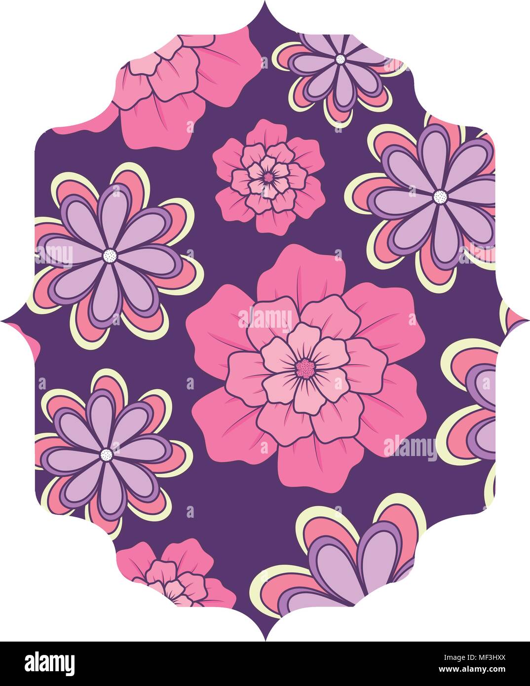 arabic frame with beautiful flowers design, vector illustration Stock ...