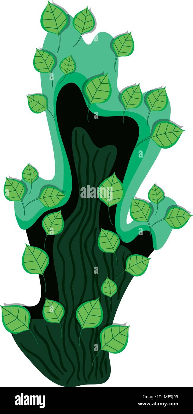 exotic tree stalk with tropical leaves vector illustration Stock Vector ...