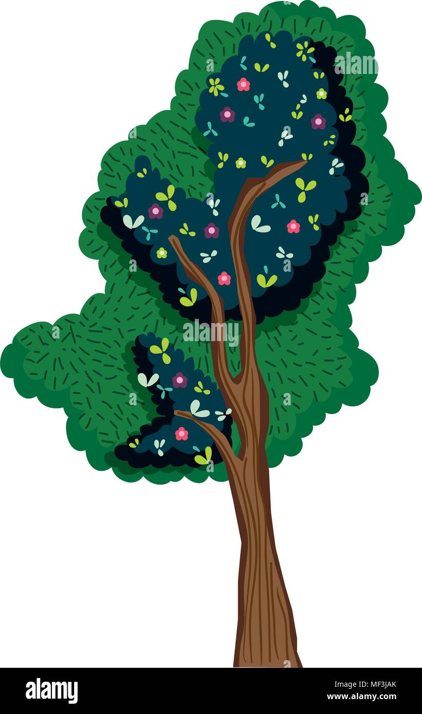 tree stalk with exotic leaves branches vector illustration Stock Vector ...
