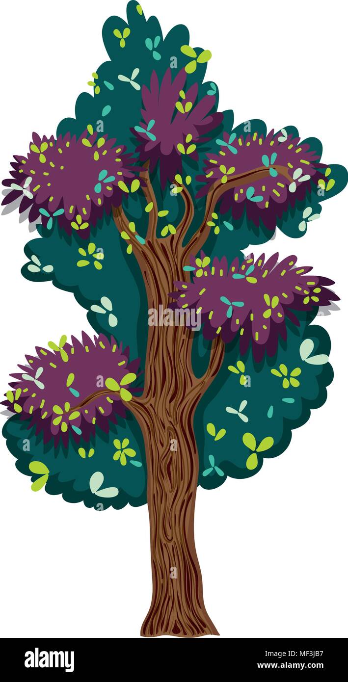 tree stalk with exotic branches leaves vector illustration Stock Vector ...